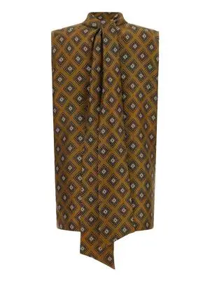 Alberto Biani Tie-detailed Silk Top - Brown