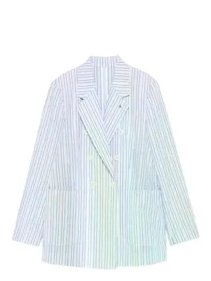 MANUEL RITZ Striped Double-breasted Jacket - Blue
