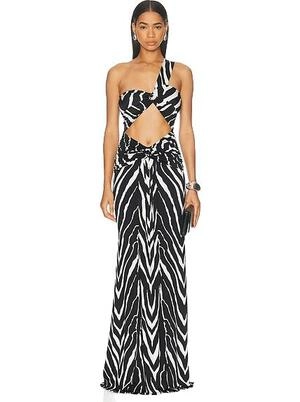 ILKYAZ OZEL The New Arrivals Keira One-shoulder Zebra Print Maxi Dress - Amazon