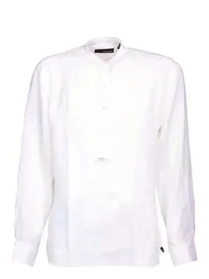 LARDINI Band-collar Shirt - White