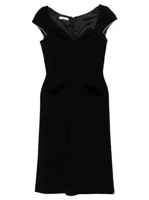 Prada Sweetheart Neck Wool Midi Dress - Black