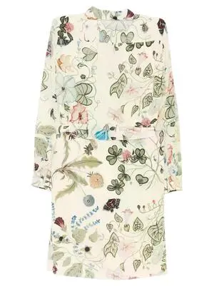 Gucci Flora Knight Printed Silk Shirt Dress - Neutrals