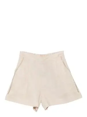 MC2 SAINT BARTH Beige Pleated Shorts With Ladder Stitch Detailing - Neutrals