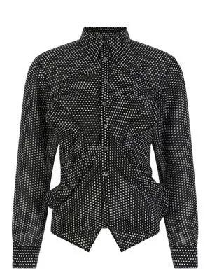 Junya Watanabe Polka-dot Asymmetric Hem Shirt - Black