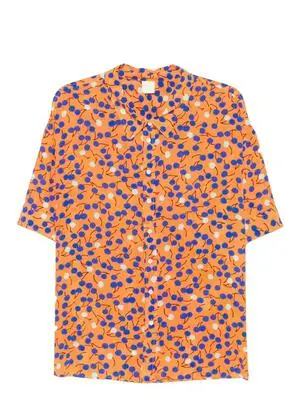 ASPESI ASPESI Short-Sleeve Cherry Print Silk Blouse