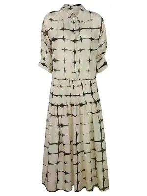 CRIDA MILANO Wimbledon Tie-dye Pleated Midi Dress - Neutrals