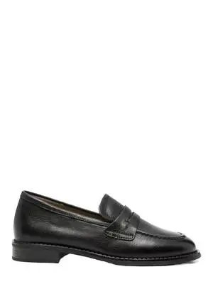 SERGIO MORETTI FIRENZE Penny Leather Loafers - Black