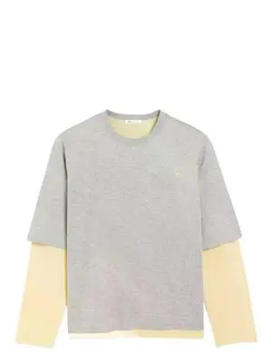 AMI Paris De Coeur Double-layered T-shirt - Grey