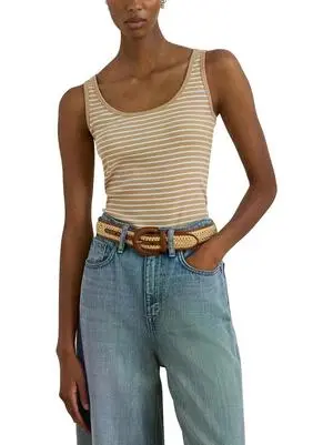 Ralph Lauren Striped Ribbed-knit Tank Top - Neutrals