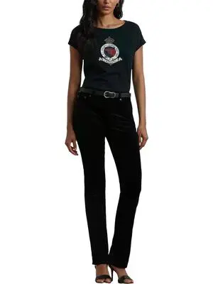 Ralph Lauren Crest Patch Cap Sleeve T-shirt - Black