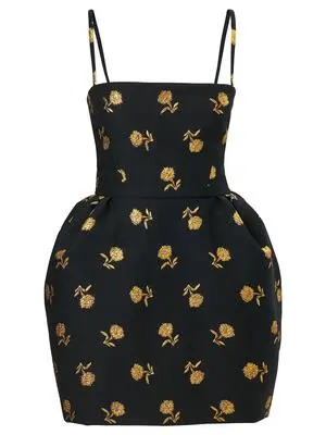 Carolina Herrera Carnation Jacquard Bell-shaped Mini Dress - Black
