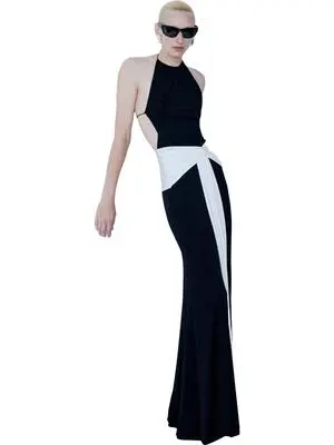 THE NEW ARRIVALS ILKYAZ OZEL Euphorie Backless Evening Gown - Black