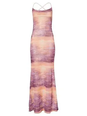 GRACEJACOB Sunset Open-back Mesh Maxi Dress - Multi