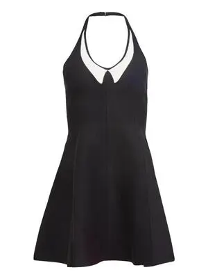 FLEUR DU MAL Collier Collared Flare Mini Dress - Black