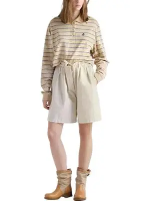 Prada Gabardine Bermuda Shorts With Drawstring Waist - Neutrals