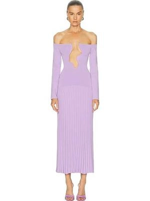 Christopher Esber Salacia Pleated Off-shoulder Dress - Lilac