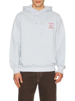 DRÃ´LE DE MONSIEUR Drôle De Monsieur Slogan Calligraphy Hoodie - Light Blue