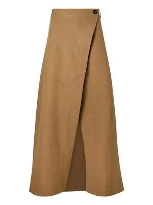 Le Kasha Raqi Linen Maxi Skirt - Brown
