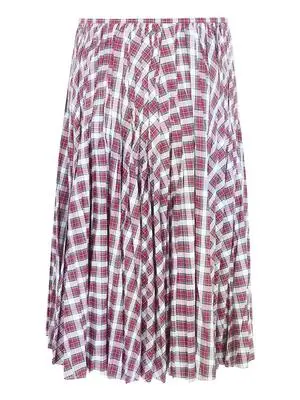 N°21 Check-pattern Pleated Midi Skirt - Red