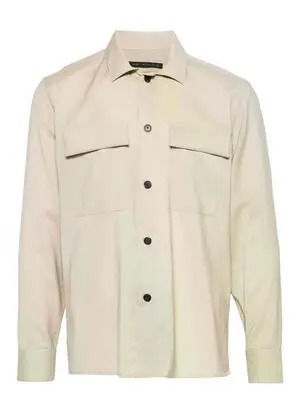 LOW BRAND Patch-pocket Virgin-wool Shirt - Neutrals