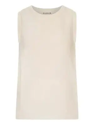 P.a.r.o.s.h Cream Crew-neck Sleeveless Top - Neutrals