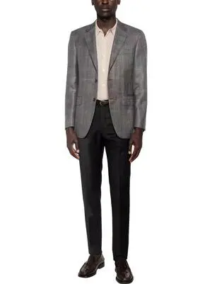 Canali Check-pattern Single-breasted Blazer - Grey