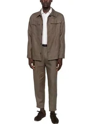 WHITE SAND Buttoned Flap-pockets Jacket - Brown