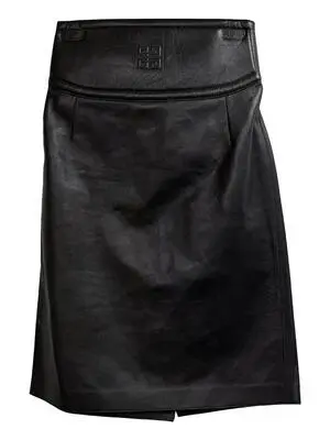 Givenchy Lambskin Cutout Logo Detail Midi Skirt - Black