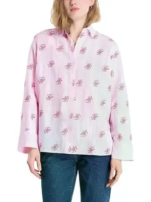 Tommy Hilfiger Monogram Print Linen Shirt - Pink