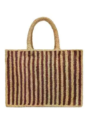 MC2 SAINT BARTH MC2 Saint Barth Striped Raffia Tote Bag Red