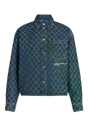 Karl Lagerfeld Argyle Denim Shirt - Blue