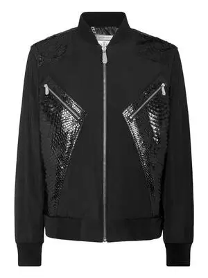 Philipp Plein Python-panelled Bomber Jacket - Black