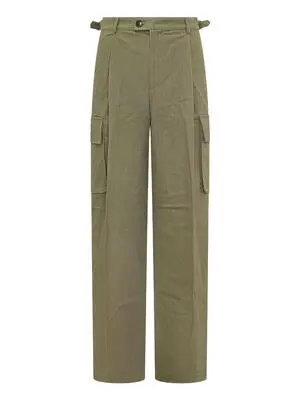 FOUND Hava Herringbone Pleated Cargo Trousers