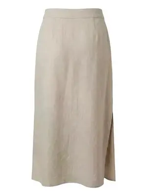 Peserico Beige Woven Texture Midi Skirt With Side Slit - Neutrals