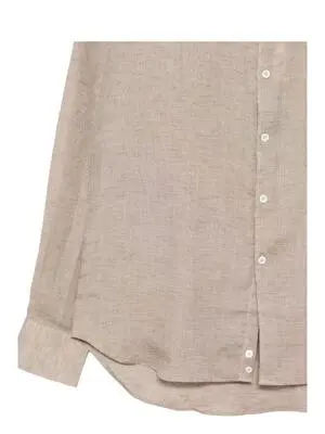 Canali Linen Button-up Shirt - Neutrals