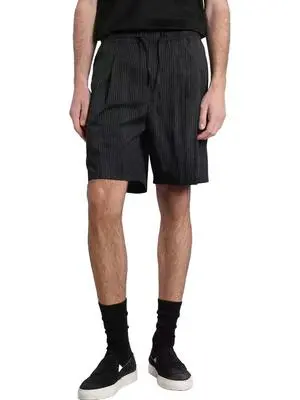 STATE OF ORDER Pinstriped Drawstring Shorts - Black