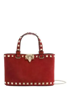 Valentino Garavani Rockstud Suede Mini Shopping Bag - Red
