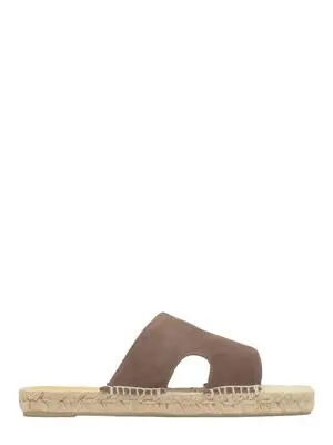 CastaÑer Suede Slides With Raffia Sole - Brown