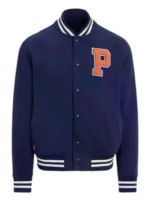 Polo Ralph Lauren Logo-patch Striped-trim Bomber Jacket - Blue