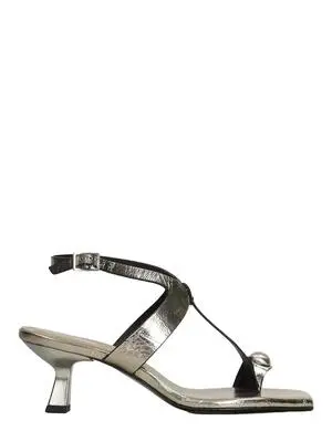DONNARÌ Metallic Effect Pebble Detail Sandals - Silver