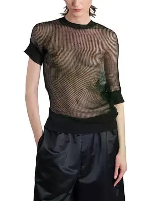 Junya Watanabe Asymmetric Mesh T-shirt - Black