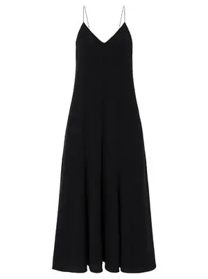 Khaite Iben' Tulle-trimmed Cotton-blend Midi Dress - Black