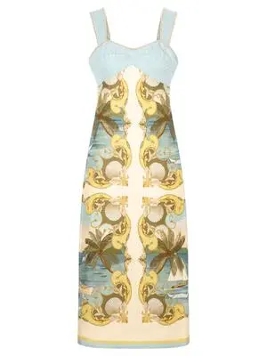 Farm Rio Royal Sea Linen Midi Dress - Multi