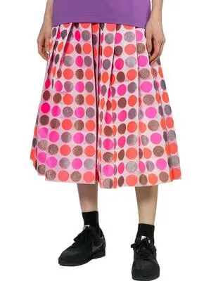 Comme Des Garçons Polka Dot Pleated Midi Skirt - Red