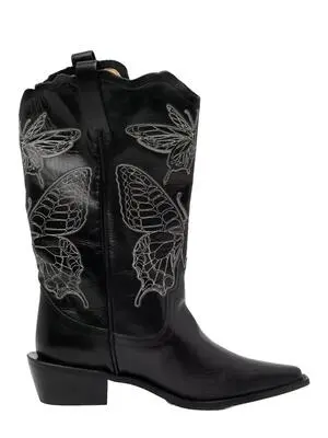 Undercover Butterfly-embroidered Boots - Black