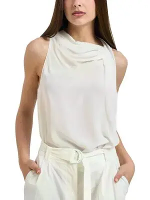 Patrizia Pepe Sleeveless Draped Blouse - White