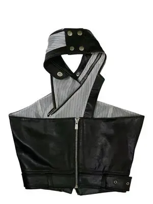 GRACE ELWOOD Biker-style Halterneck Top - Black