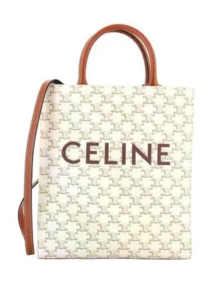 Celine Vertical Cabas Triomphe Coated Canvas Small Tote Bag - Neutrals