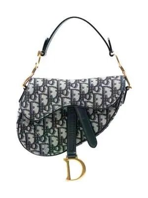 Dior Christian Dior Mini Oblique Canvas Saddle Bag Satchel Blue