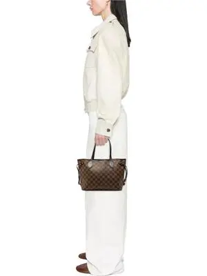 LOUIS VUITTON Louis Vuitton Damier Ebene Neverfull PM Tote Bag Brown